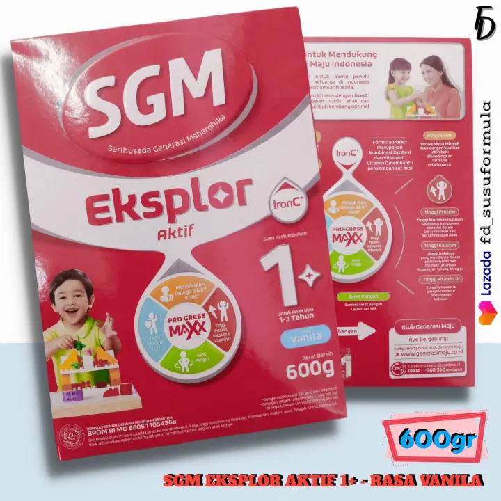 SGM EKSPLOR AKTIF 1+ 600gr (Iron C) - Untuk Anak Usia 1-3 Tahun - Rasa Vanila (Exp. 2024 ...