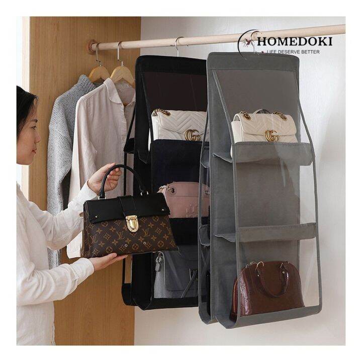 Rak Tas Gantung 6 & 8 Sekat Tempat Penyimpanan Make Up Gantung Bag ...