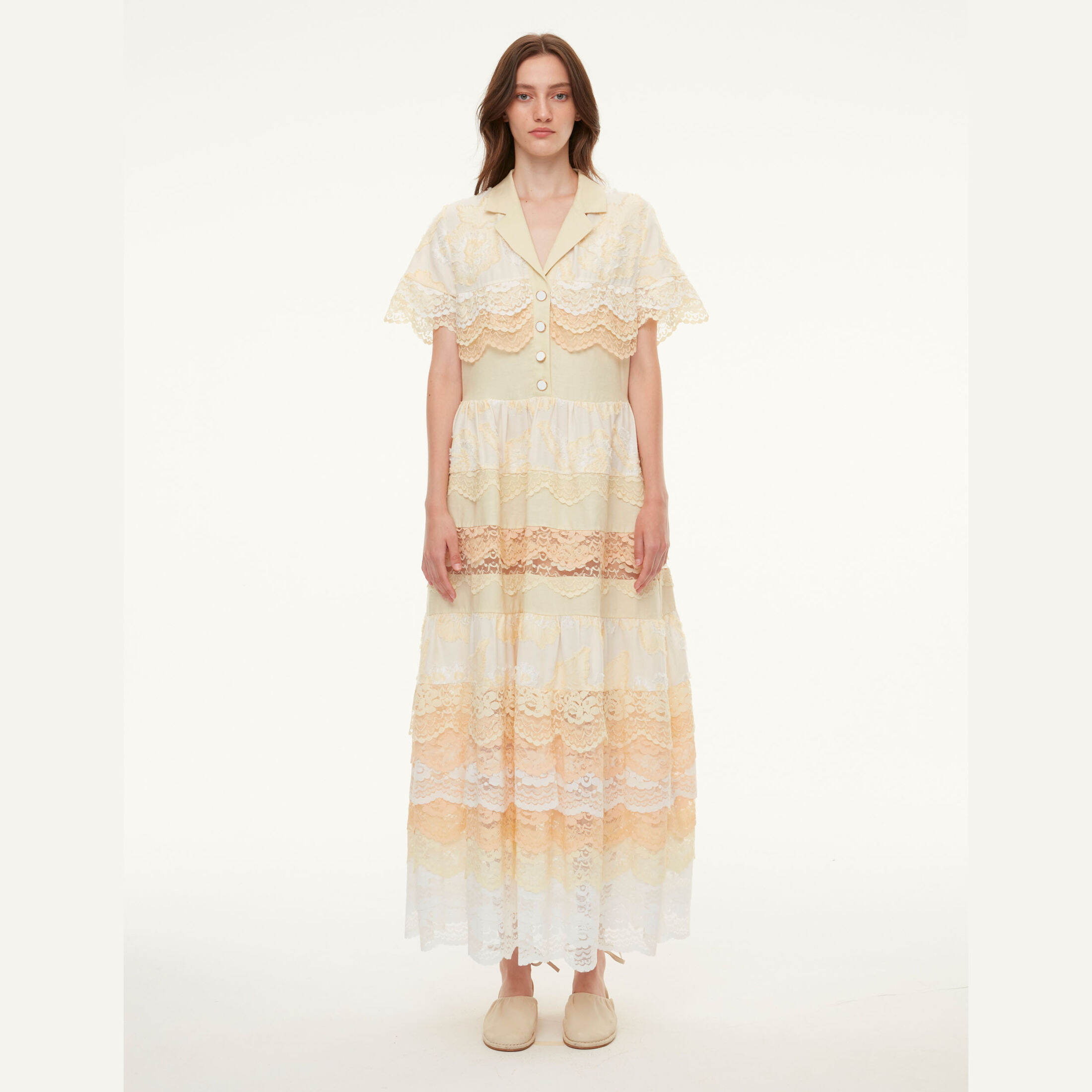 [AW22] JANESUDA long dress with collar เดรสยาว เดรสลูกไม้ยาว เดรสลูกไม้คอปก | Lazada.co.th