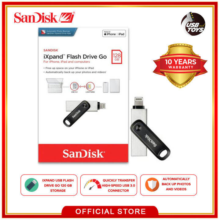 SanDisk iXpand Flash Drive Go 128GB 2-in-1 with Lightning and USB-A ...