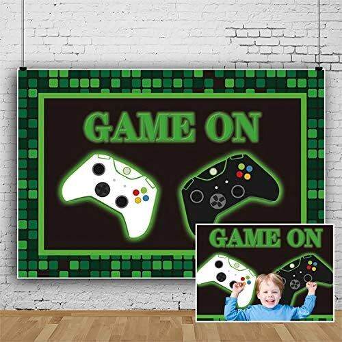 Video Game Theme Backdrop 5x3ft Green Square Game Over Birthday Party ...