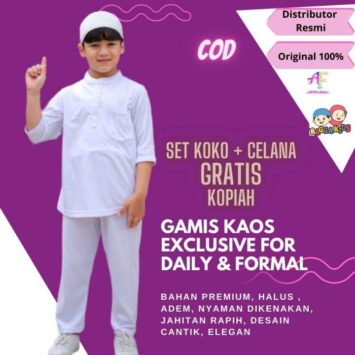 Setelan baju koko anak laki laki putih polos anak laki laki umur 3 ...