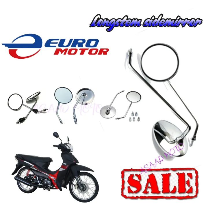 Euro Bonus 110 Side Mirror Stainless Round Type Long Stem Universal Cod