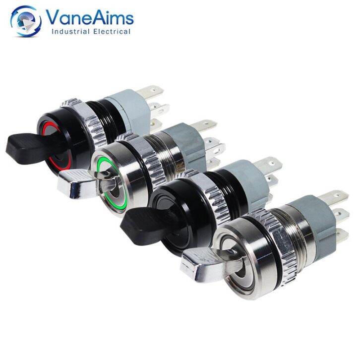 16MM Metal Toggle Switch Waterproof LED Light Self-locking 2 Position ...