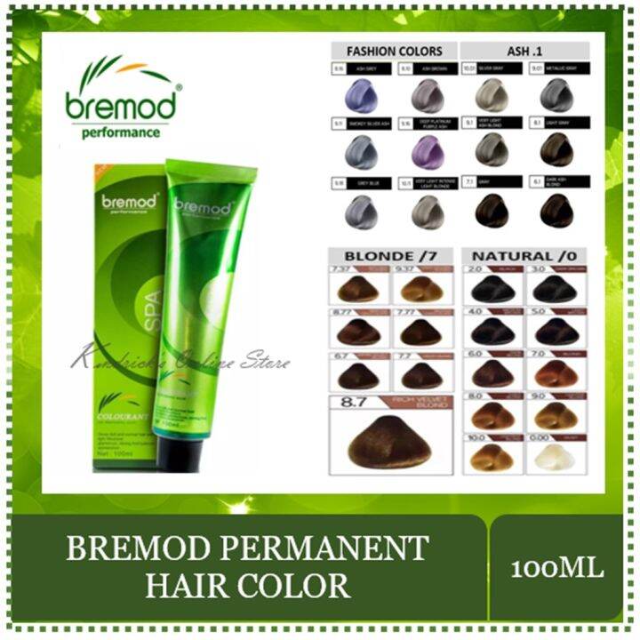 Bremod Hair Color, Hair Dye, 100ml Ash .1Natural .0Fashion Color Beauty ...