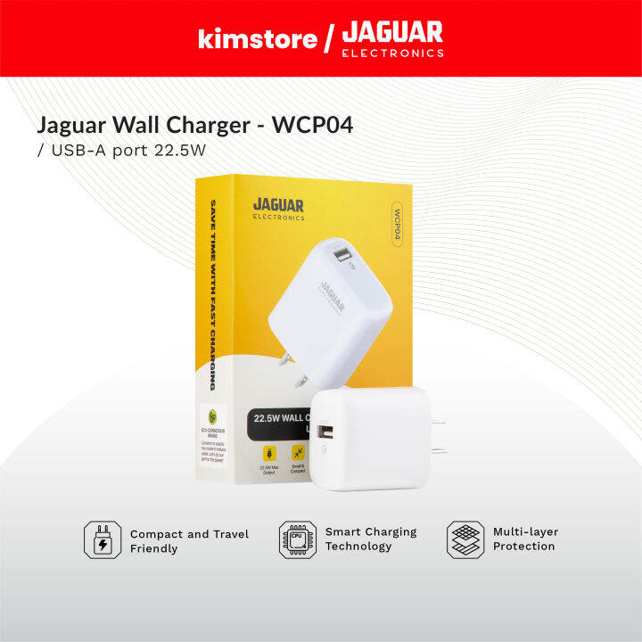 Jaguar Electronics Wcp04 Wall Charger 22.5W Quick Charge Usb-A Port - White | Lazada PH