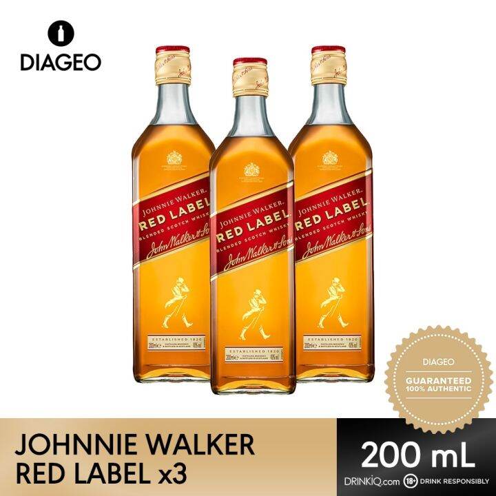 Johnnie Walker Red Label Scotch Whisky 200ml x 3 | Lazada PH