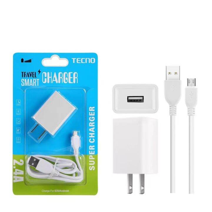 TECNO Fast Charger 2.4A Quick 2in1 Travel For Android Micro | Lazada PH