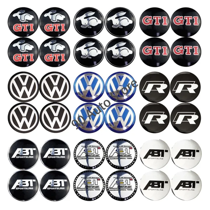 NEW 4PCS 56mm Volkswagen GTI Rabbit ABT Rline Logo Car Wheel Center Hub ...