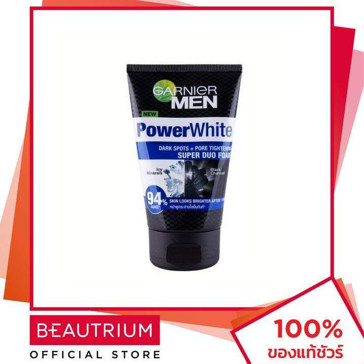 GARNIER Men Turbolight White Icy Duo Foam โฟมล้างหน้า 100ml BEAUTRIUM ...