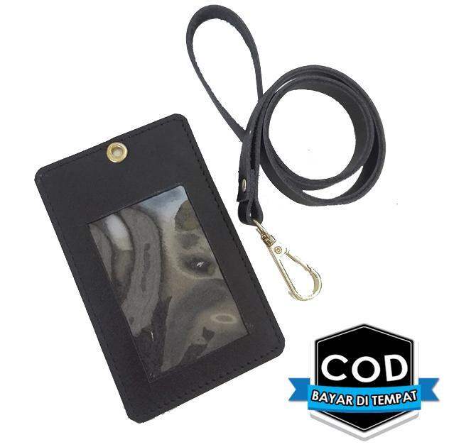Garuda ID Card Kulit Asli Name Tag Tali Panjang – Hitam - Elegan dan ...