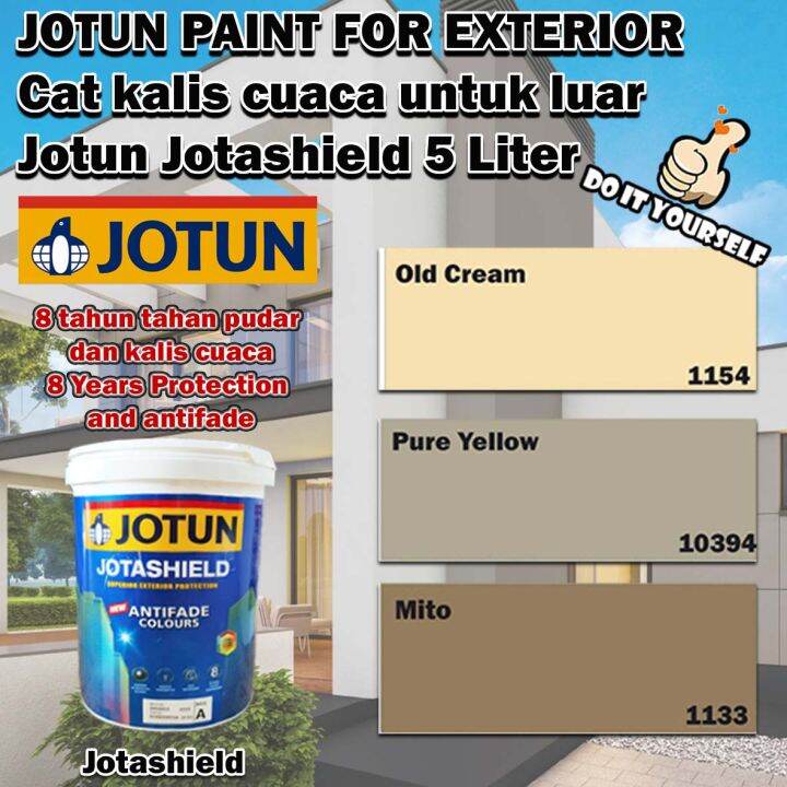 Jotun Jotashield Paint 5 Liter Old Cream 1154 / Pure Yellow 10394 ... Jotun Jotashield Paint 5 Liter Old Cream 1154 / Pure Yellow 10394 ...