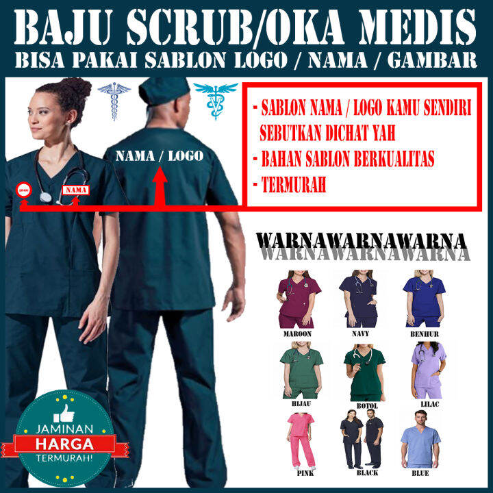 SABLON LOGO SCRUB MEDIS BAJU OKA SERAGAM DOKTER SERAGAM PERAWAT SERAGAM ...