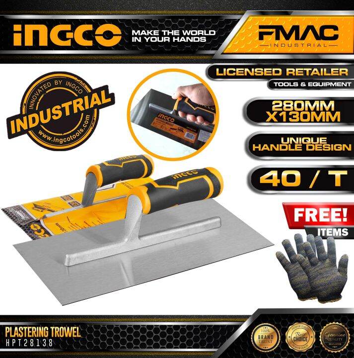 INGCO Industrial Plastering Trowel 280x130mm HPT28138 + FREEBIES FMAC⭐⭐ ...