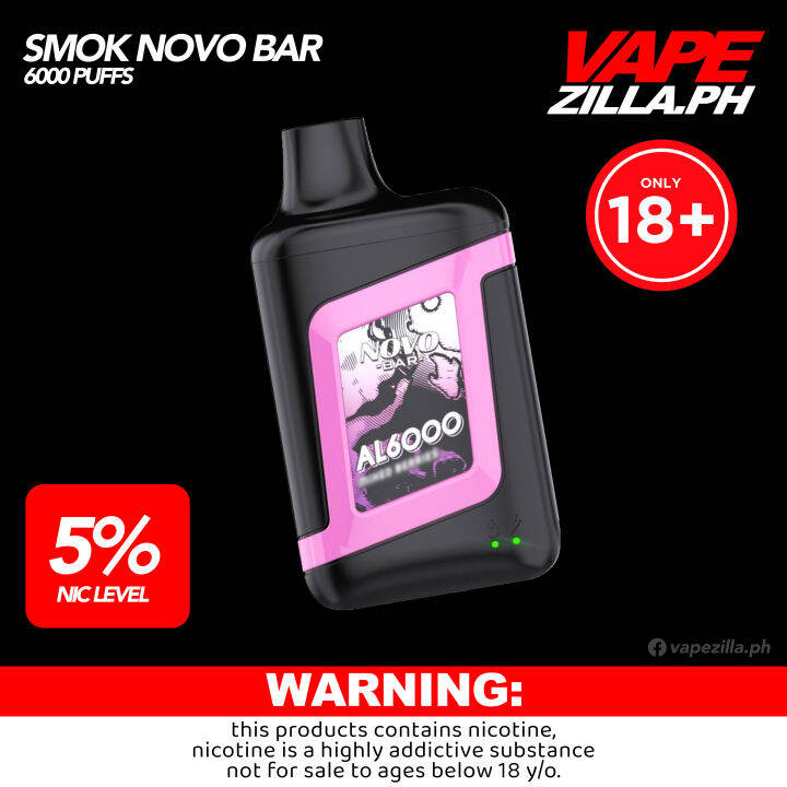 SMOK NOVO BAR AL6000 PUFFS DISPOSABLE VAPE USB TYPE C COOL FLAVORS TO CHOOSE 100% LEGIT 5%NIC ...