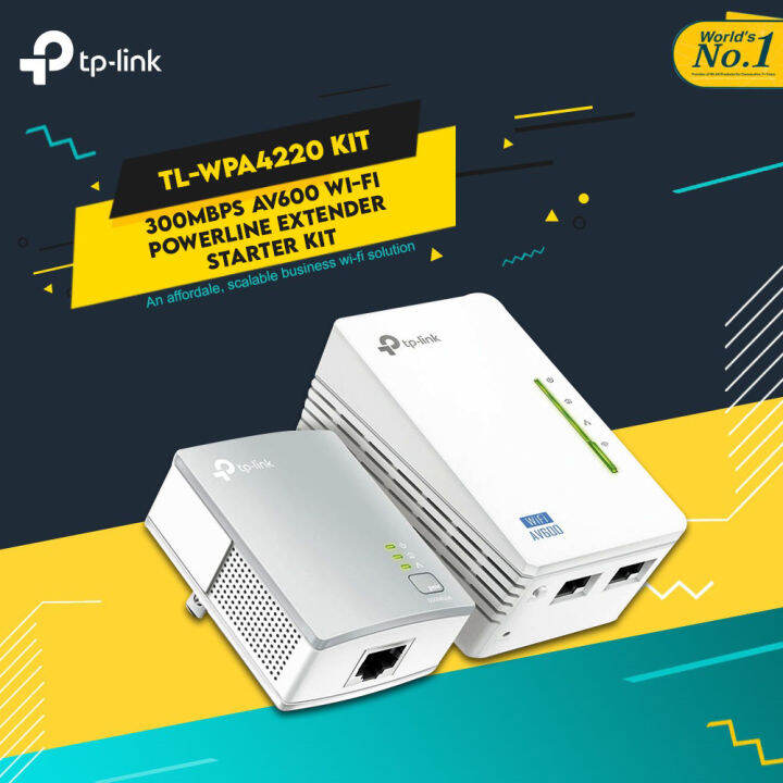 tp-link TL-WPA4220 KIT 300Mbps AV600 Wi-Fi Powerline Extender Starter ...