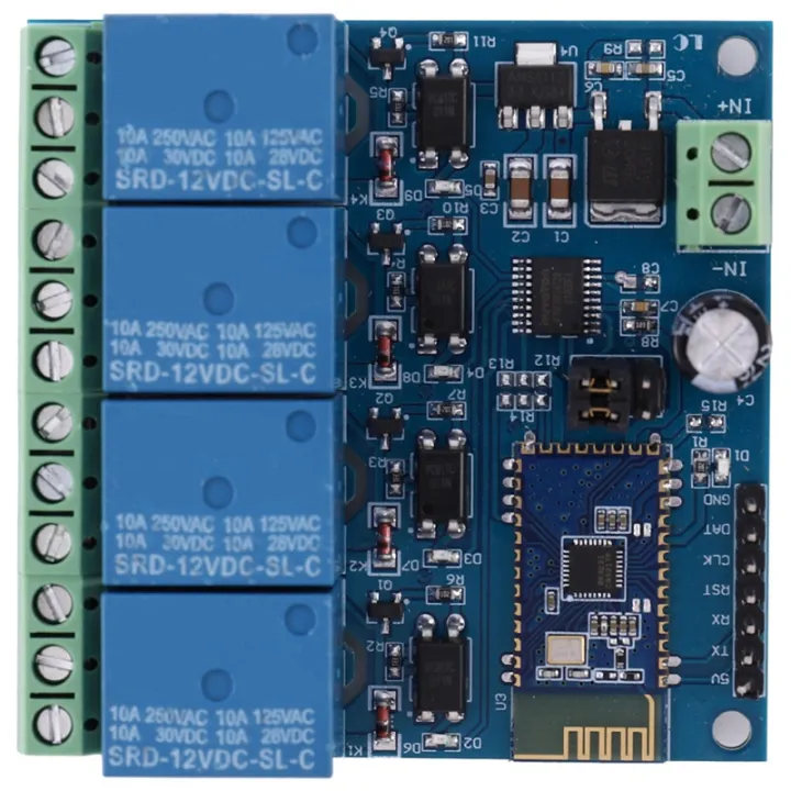 12V 4CH Remote Control Switch Bluetooth Relay Module for Android Mobile ...