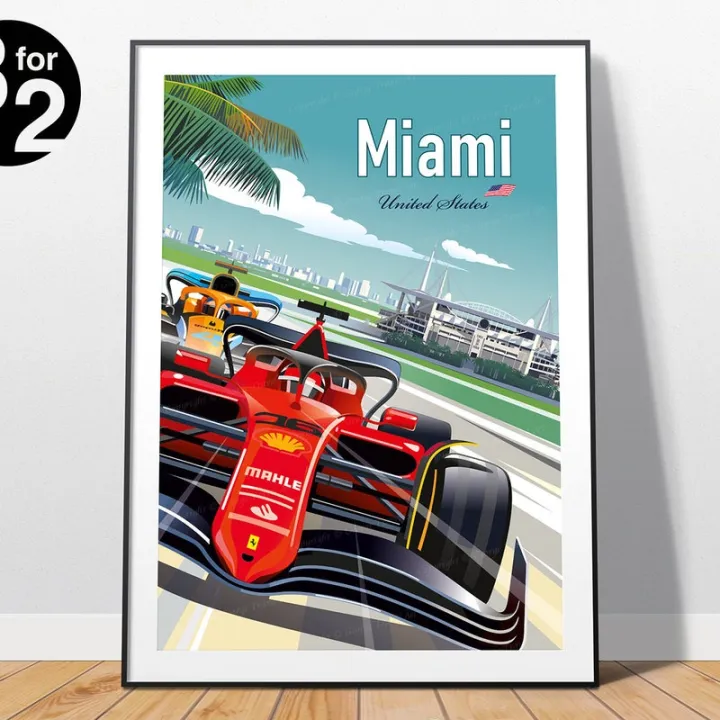Miami 2022 F1 Poster / Formula1 Print / Home Office Decor / Ferrari ...