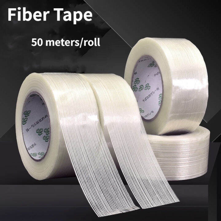 50 Meters/roll Strong Glass Fiber Tape Stripe Single Side Transparent ...