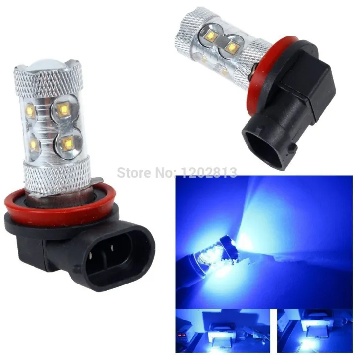 2Pcs H11 H8 High Power Dark Blue CREE CHIP LED Projector Fog Light 50W ...