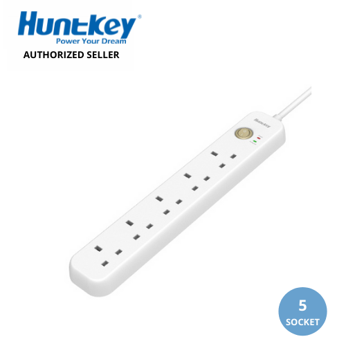 Huntkey SUC501 5 UK Socket Surge Protector 3 Years Limited Hardware Warranty | Lazada