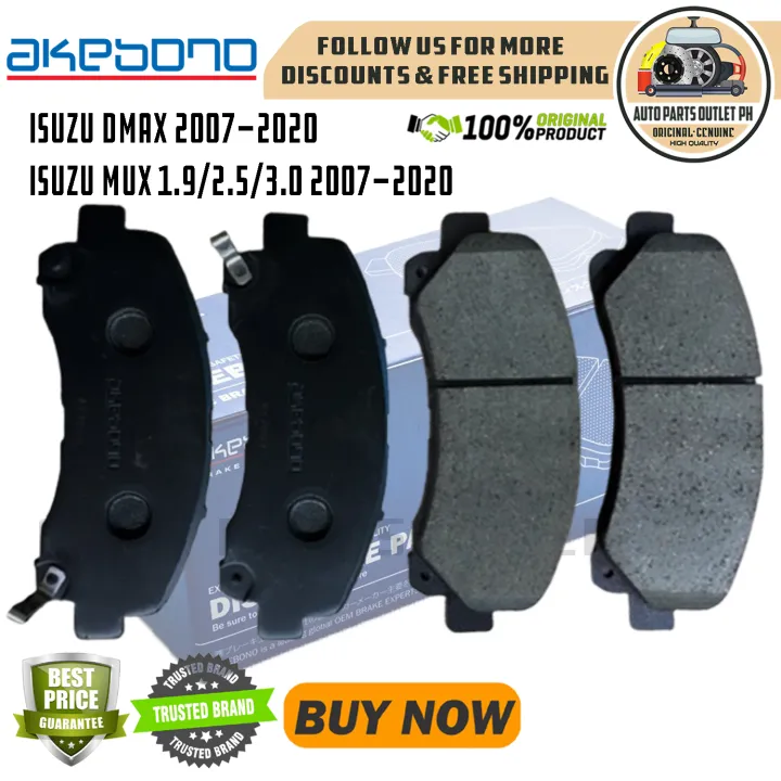 Genuine Akebono Front Brake Pads for Isuzu D-Max 2007 - 2020/ Isuzu Mu-X 1.9/ 2.5/ 3.0 2007 ...