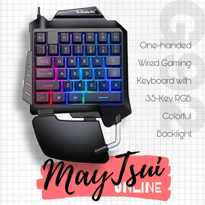 G92 One-handed RGB Wired Gaming Keyboard with 35-Key Colorful Backlight ...