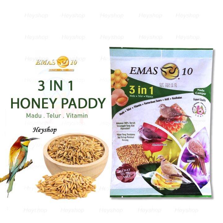 3 in 1 Honey Paddy 300g - Emas 10 Bird Food Padi Madu Makanan Burung ...
