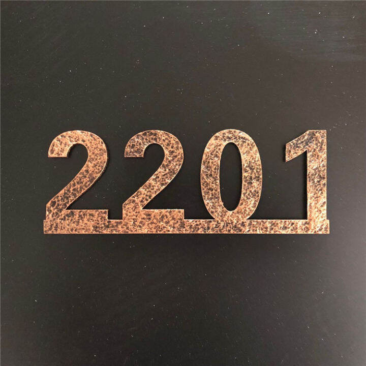 Acrylic antique copper retro house number creative sign silver digital ...