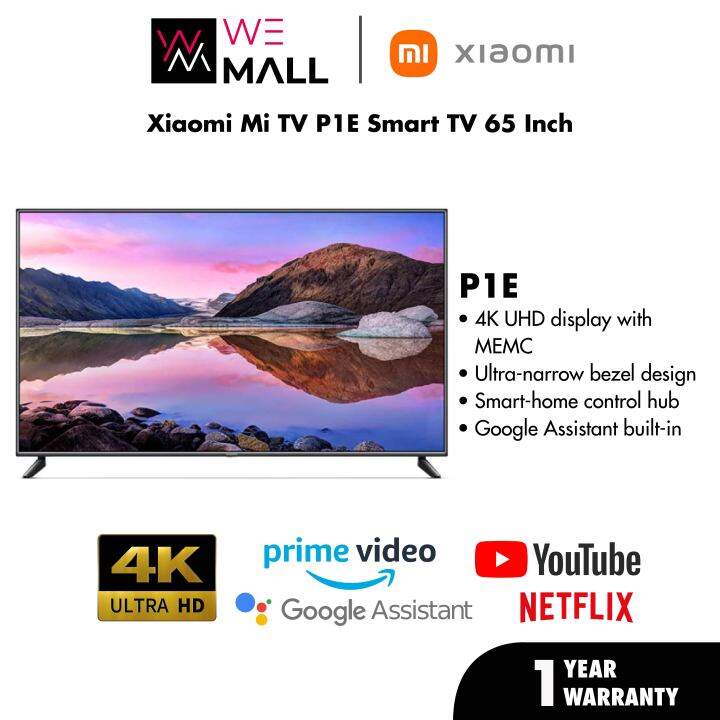 Xiaomi Mi TV P1E 65 Inch Smart TV 4K UHD Display WiFi Google Youtube Chromecast Android TV (65 ...
