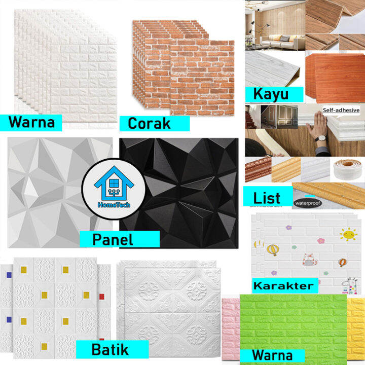 HT Wallpaper Foam 3D Warna Premium Wall Paper Corak Karakter Sticker ...