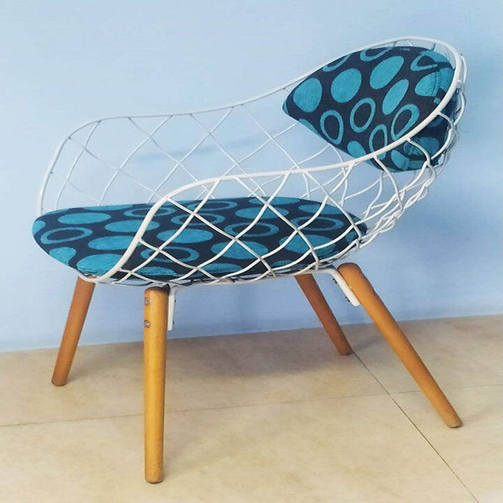 DAISO เก้าอี้ห้องนั่งเล่น เก้าอี้เหล็ก เบาะผ้า รุ่น CD-291-ฺBL | Lazada.co.th