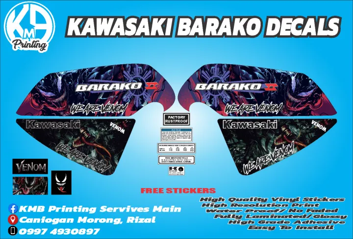Kawasaki Barako II Venom Sticker Decals | Lazada PH