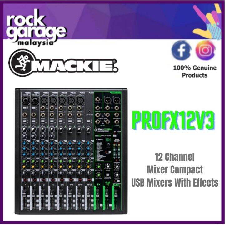 Mackie ProFX12v3 12 Channel Mixer Compact USB Mixers With Effects (Pro ...