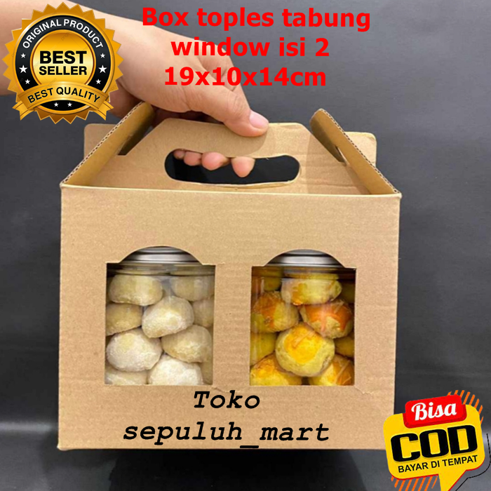 Box toples tabung window isi 2/box kue kering/box jinjing toples tabung ...