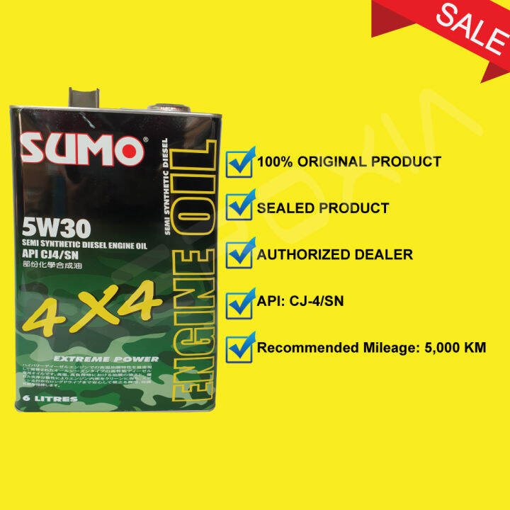 SUMO 4X4 EXTREME POWER 5W30 API CJ-4/SN SEMI SYNTHETIC DIESEL ENGINE ...