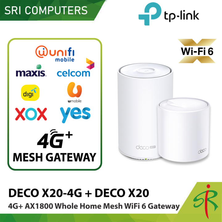 TP-Link Deco X20-4G AX1800 4G LTE Modem Direct Sim Card Mesh Router ...