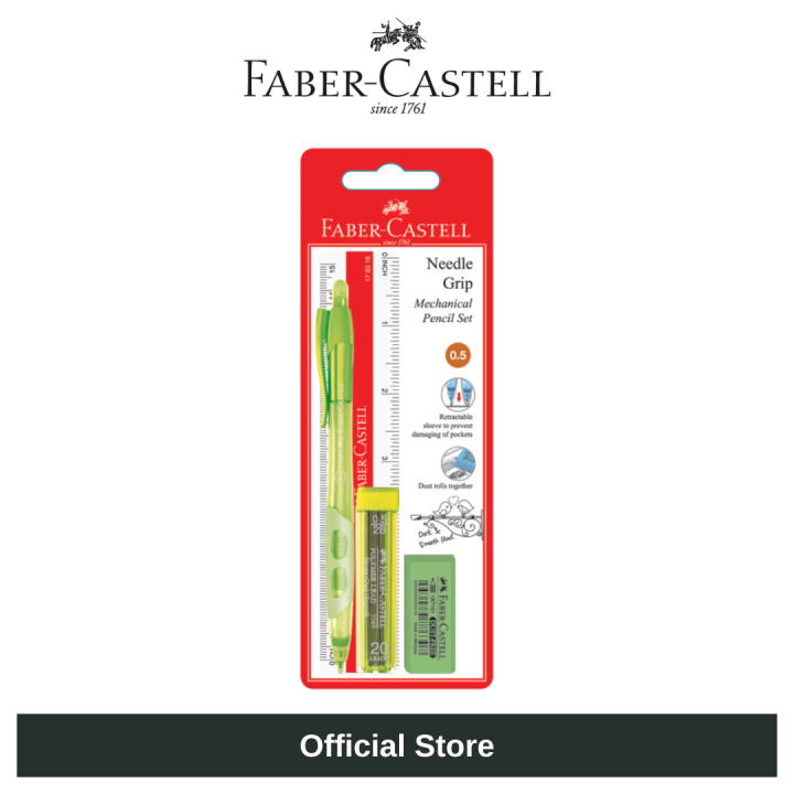 [Faber-Castell] Needle Grip Mechanical Pencil 0.5mm with Leads, Ruler ...