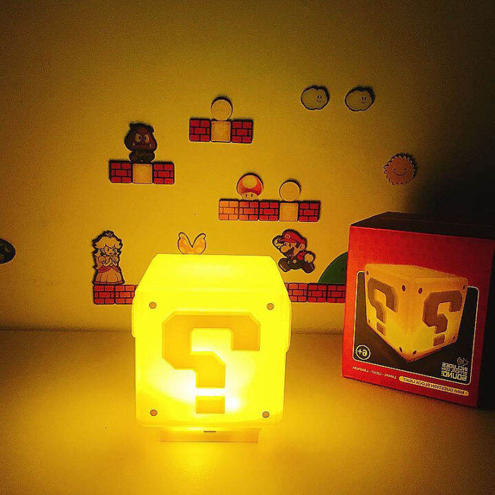 Super Mary LED Question Mark Sound Small Night Lamp Bricks Mario Desk ...