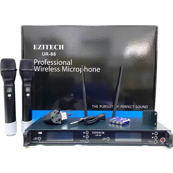 Ezitech ur88 uhf dual wireless microphone | Lazada