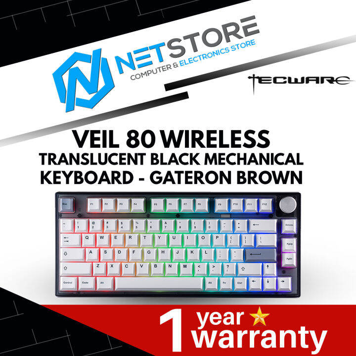 TECWARE VEIL 80 WIRELESS TRANSLUCENT BLACK MECHANICAL KEYBOARD ...