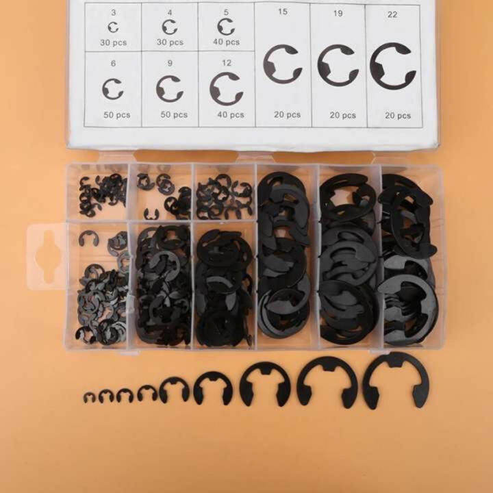 E-CLIP E-RING เพลารักษาแหวน Assortment 3mm-22mm 300 ชิ้นโลหะสีดำพร้อม ...
