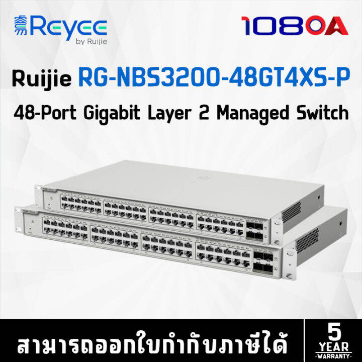 RUIJIE 48-Port L2 Managed POE 10G Switch รุ่น RG-NBS3200-48GT4XS-P ...