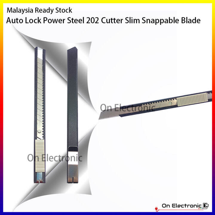 Auto Lock Power Steel 202 Cutter Slim Snappable Blade Black Silver | Lazada