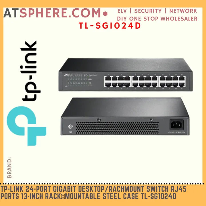 TP-LINK Tplink 24 Port Gigabit Desktop Rack Mount Switch RJ45 Port 13 ...