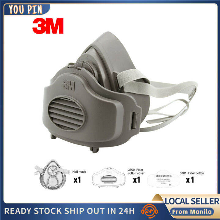 3M 3200 Single Cartridge Half Gas Mask Facepiece Respirator Industrial ...