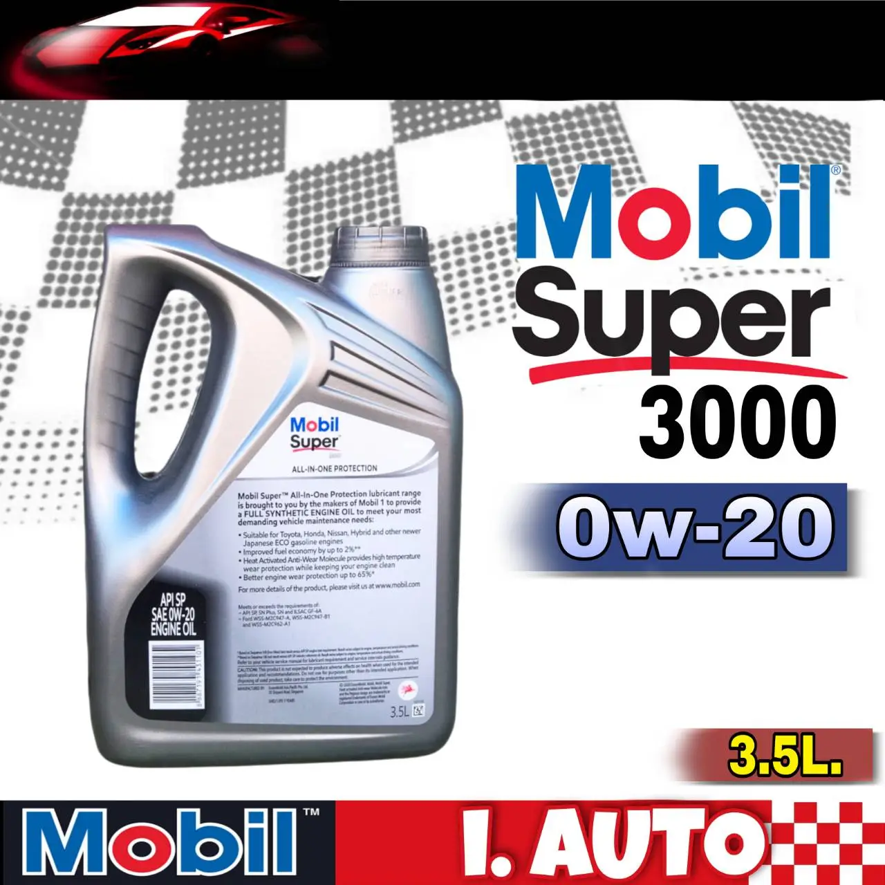 Mobil Super 3000 น้ำมันเครื่องเบนซิน สังเคราะห์ โมบิล ซุปเปอร์3000 SAE 0w-20 ปริมาณ 3.5 ลิตร As ...
