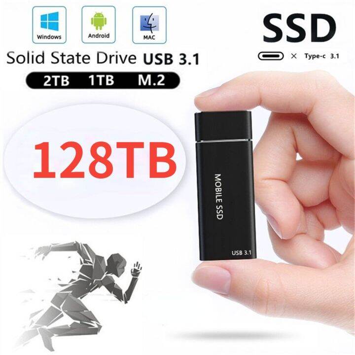 หน่วยความจำภายนอก SSD โซลิดสเตทไดรฟ์พกพา2TB 8TB 16TB 32TB 64TB 128TB USB3.1ฮาร์ดไดรฟ์แบบ C ...
