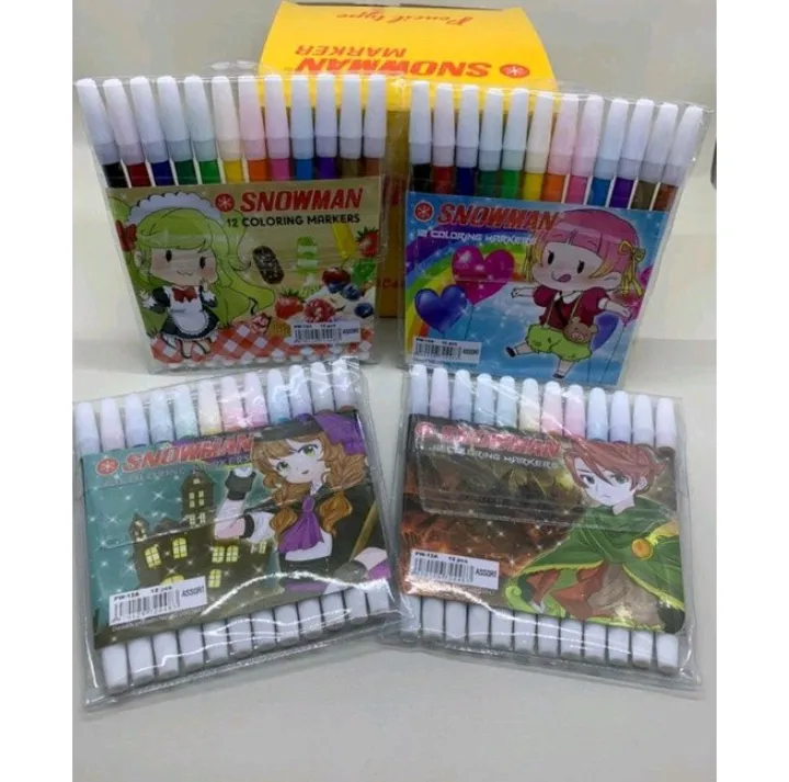 spidol snowman kecil 12 warna coloring marker pencil type | Lazada ...