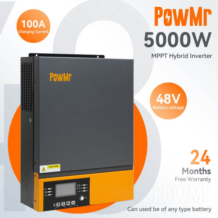 【Mobile screen】 PowMr 5kw off-grid hybrid inverter 48Vdc 230VAC PV Panel Input 500vdc Pure Sine ...